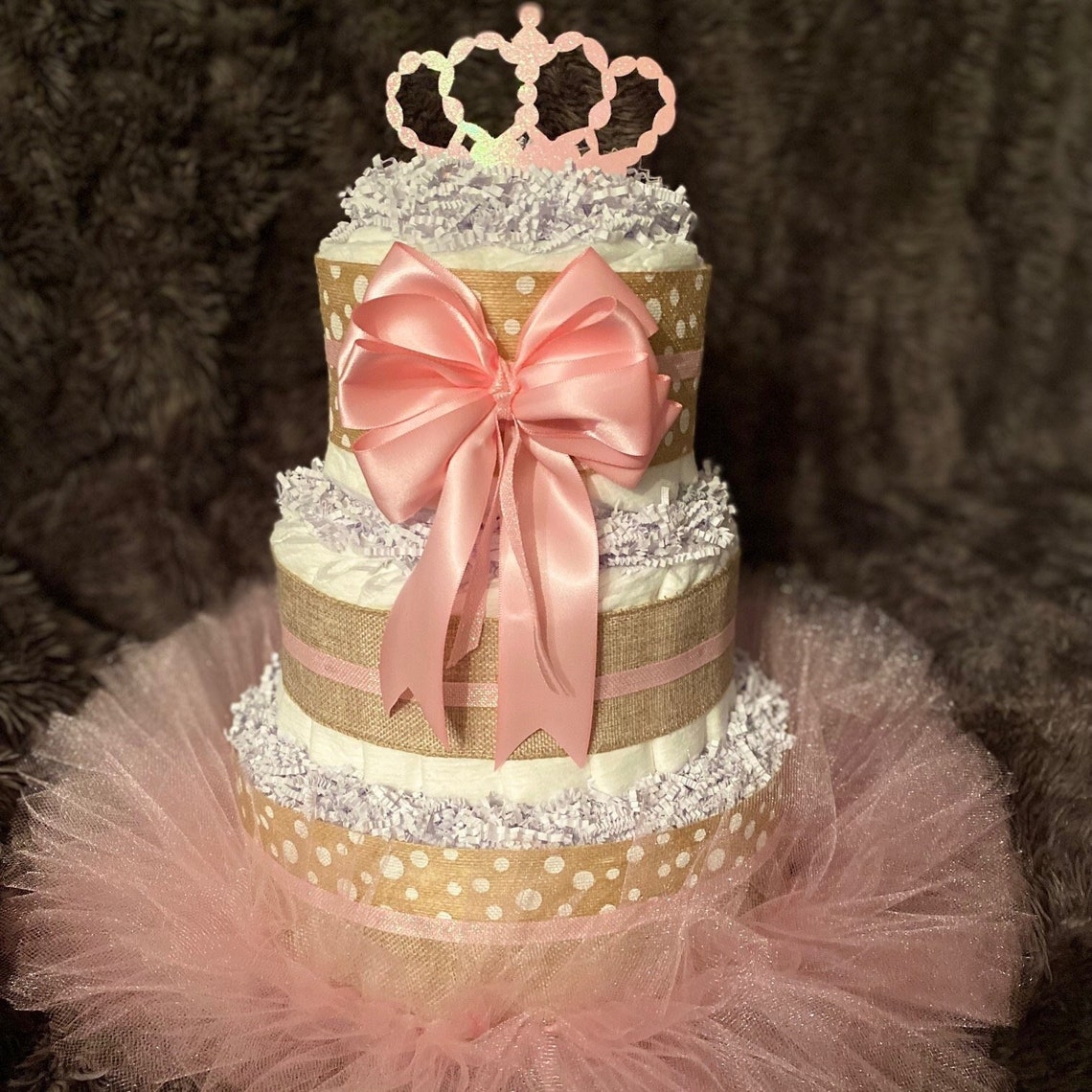 Pink Princess Diaper Cake - Etsy