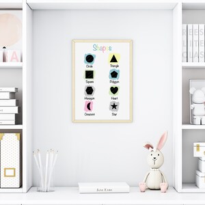 Printed Pastel Shapes Poster, Educational Wall Art Print, Colourful ...