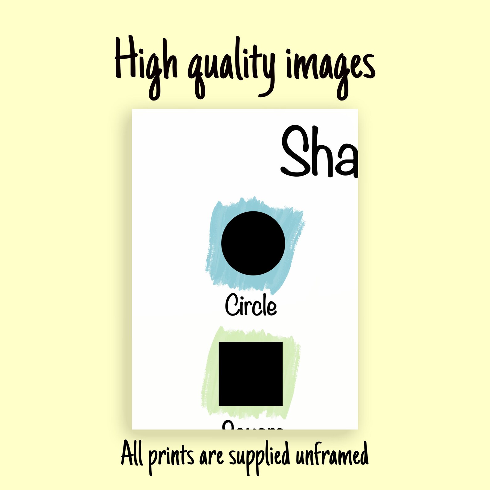 Printed Pastel Shapes Poster, Educational Wall Art Print, Colourful ...