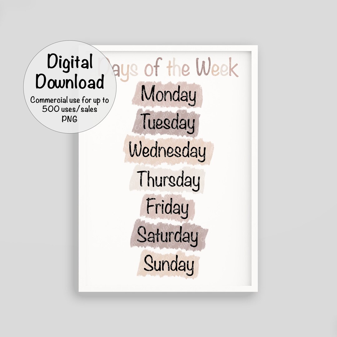 Digital Neutral Days of the Week PNG Files With Commercial Use Licence ...