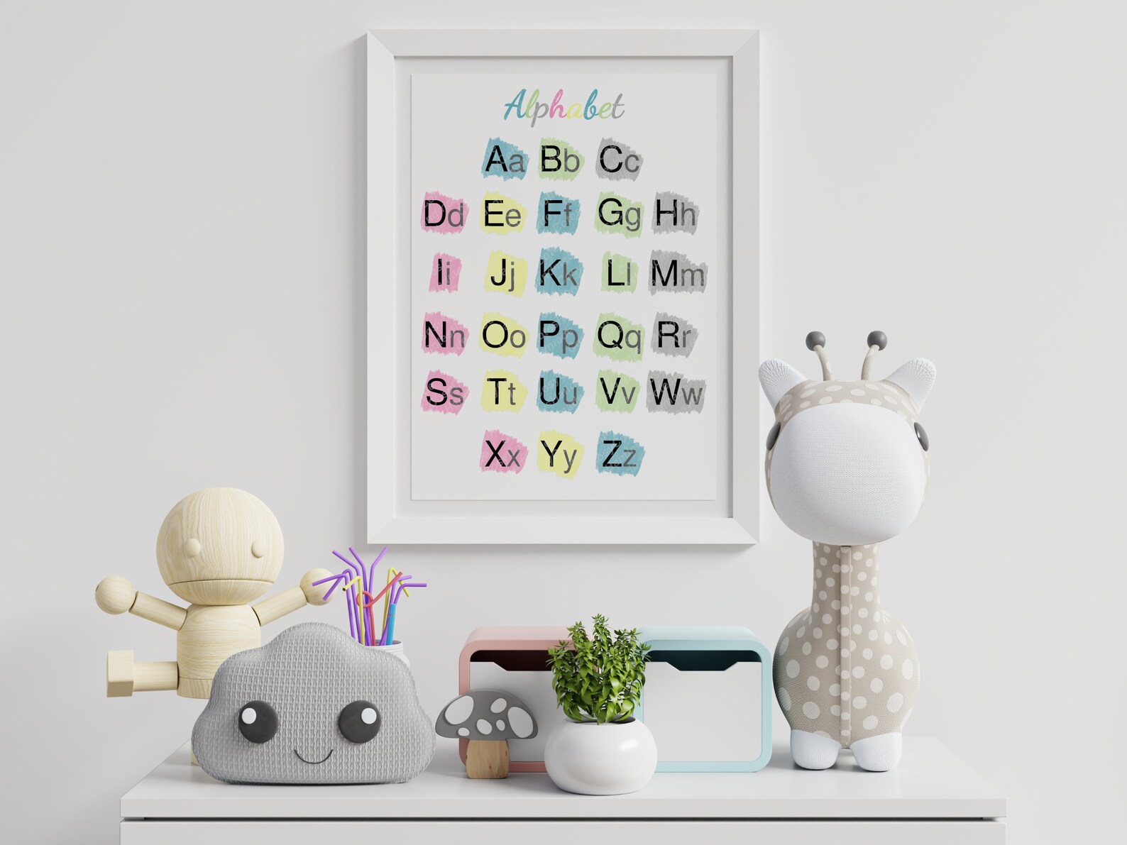 Printed Pastel Alphabet Poster, Educational Wall Art Print, Colourful ...
