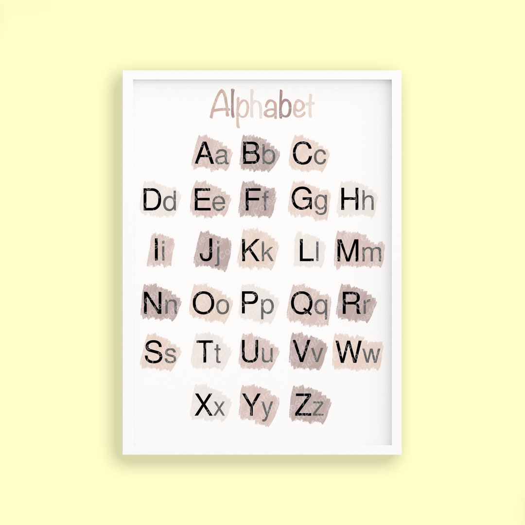 Printed Neutral Alphabet Poster, Educational Wall Art Print, Colourful ...