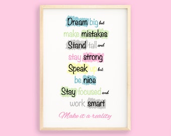 Printed Pastel Shapes Poster, Educational Wall Art Print, Colourful ...