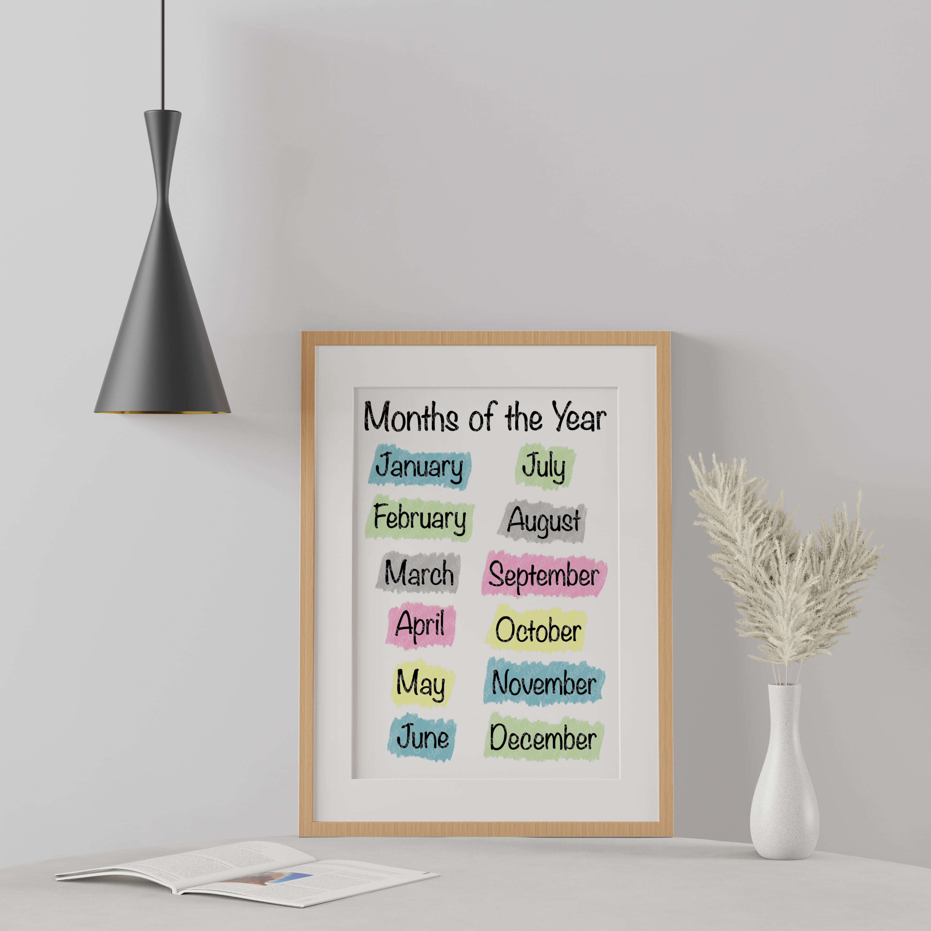 Printed Pastel Months of the Year Poster, Educational Wall Art Print ...