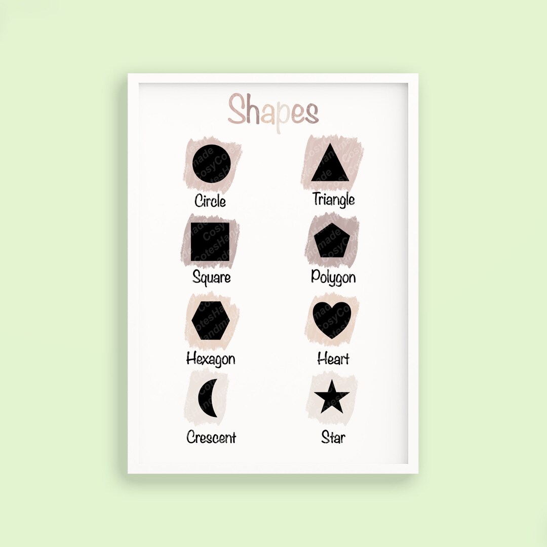 Printed Neutral Shapes Poster, Educational Wall Art Print, Colourful ...