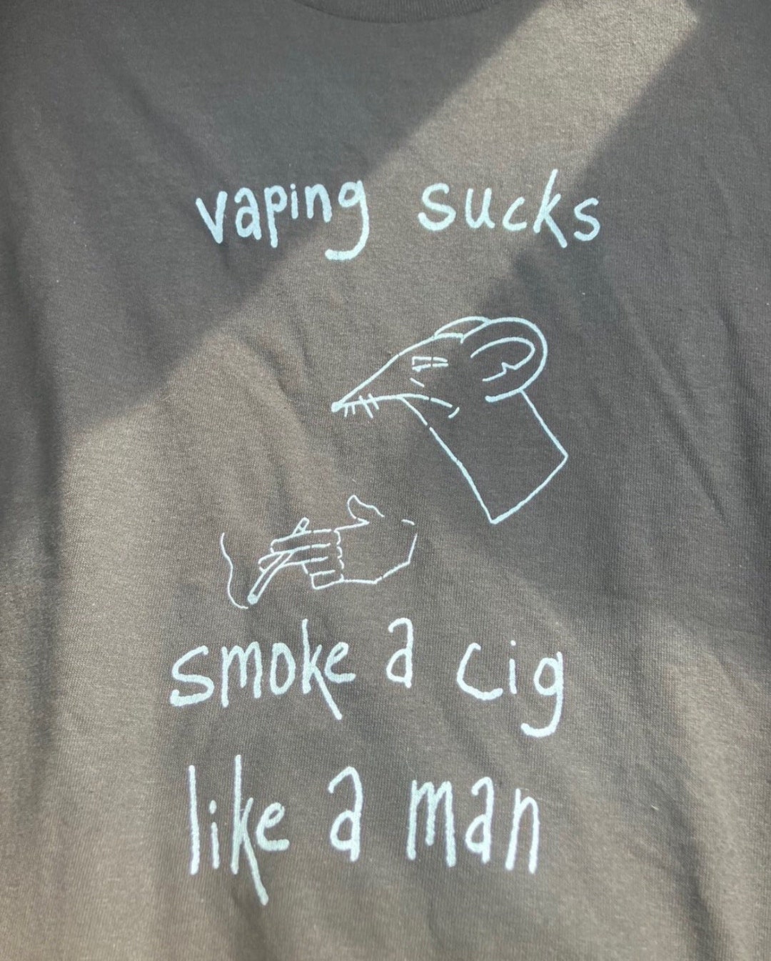 Vaping Sucks Smoke a Cig Like a Man Funny Cursed Y2K T-shirt, Ironic ...