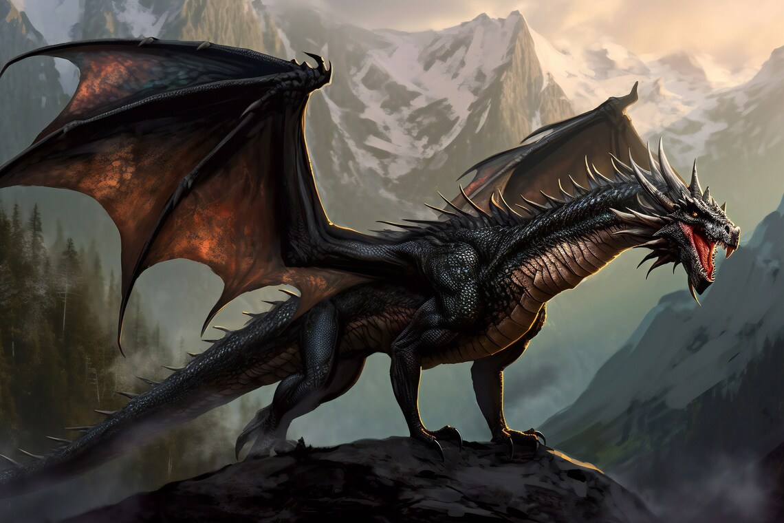 Dragon Digital Download Animal Decor Wall Art Dragon Print Animal ...