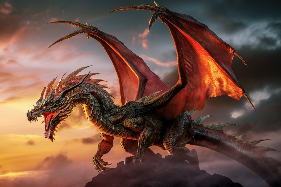 Dragon Digital Download Animal Decor Wall Art Dragon Print Animal ...