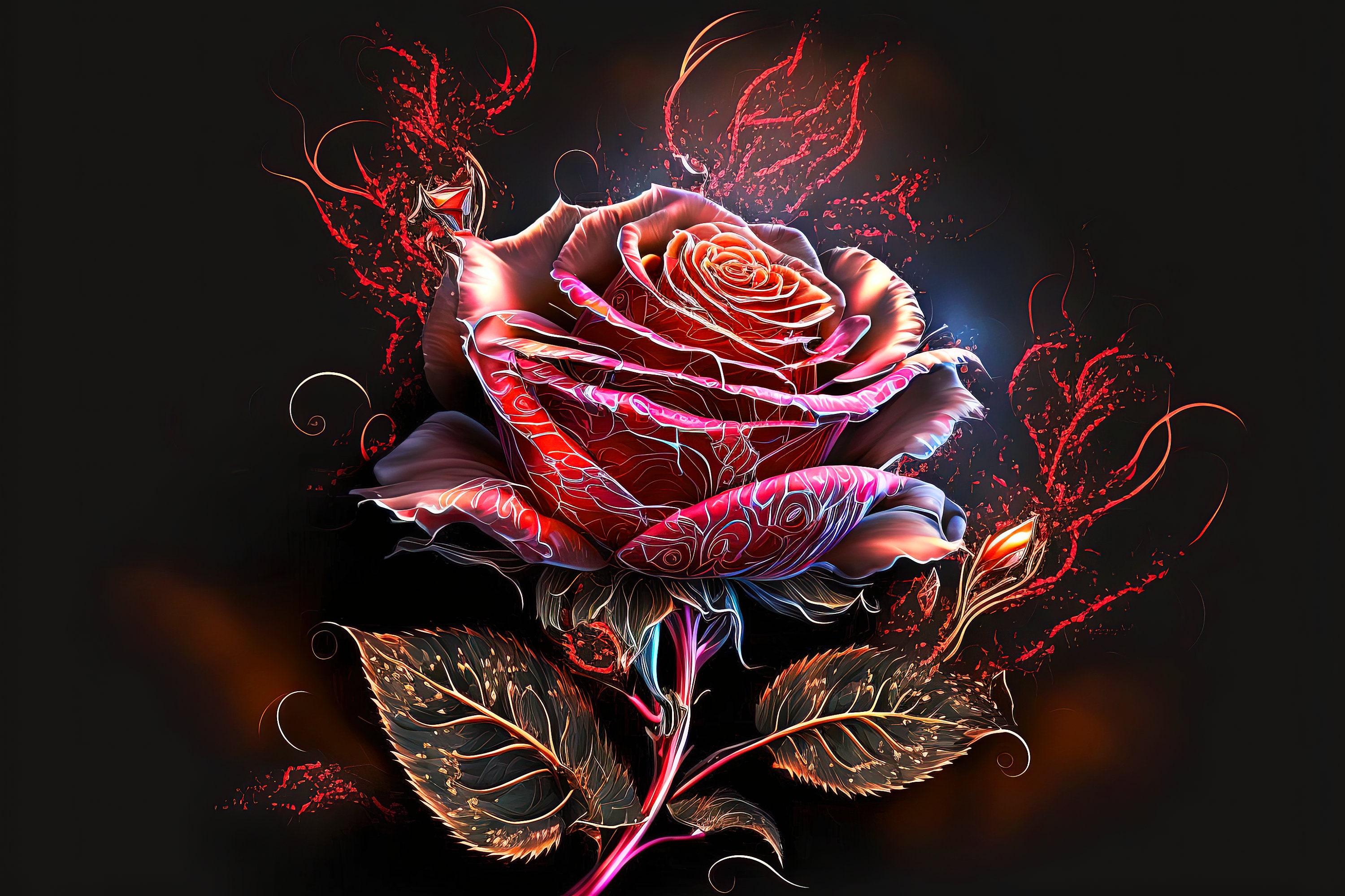 Rose Art Downloadable Print File, Generative AI - Etsy