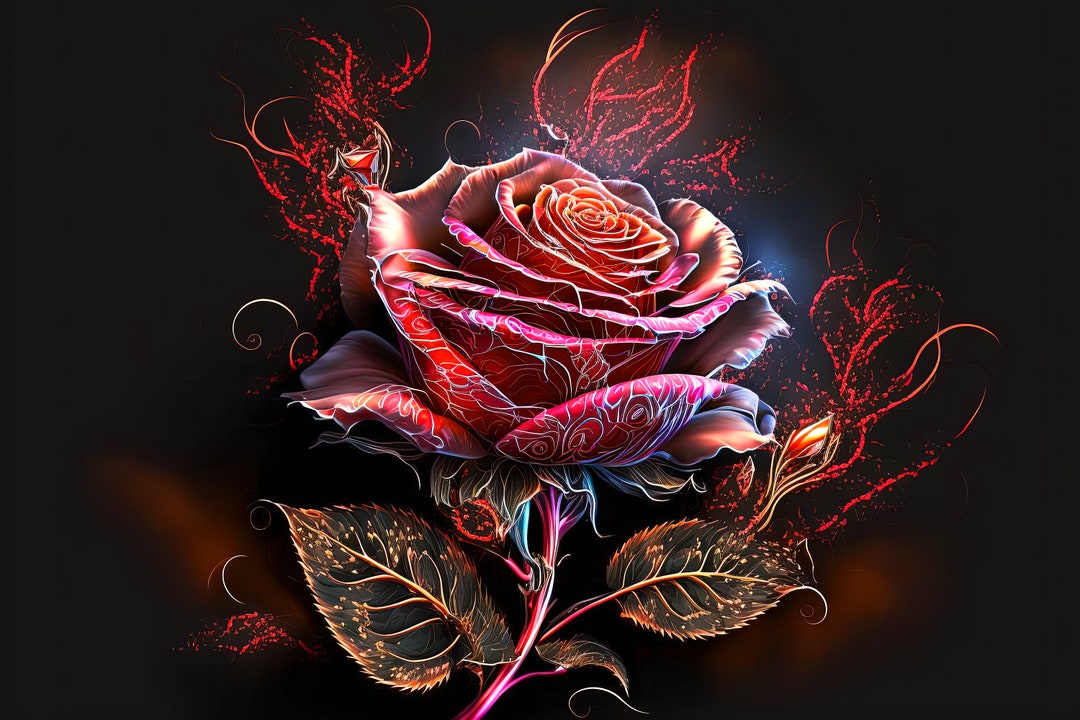 Rose Art Downloadable Print File, Generative AI - Etsy