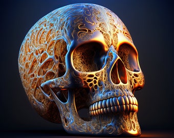 Ornately Carved Human Skull - Etsy