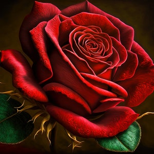 Rose Art Downloadable Print File, Generative AI - Etsy