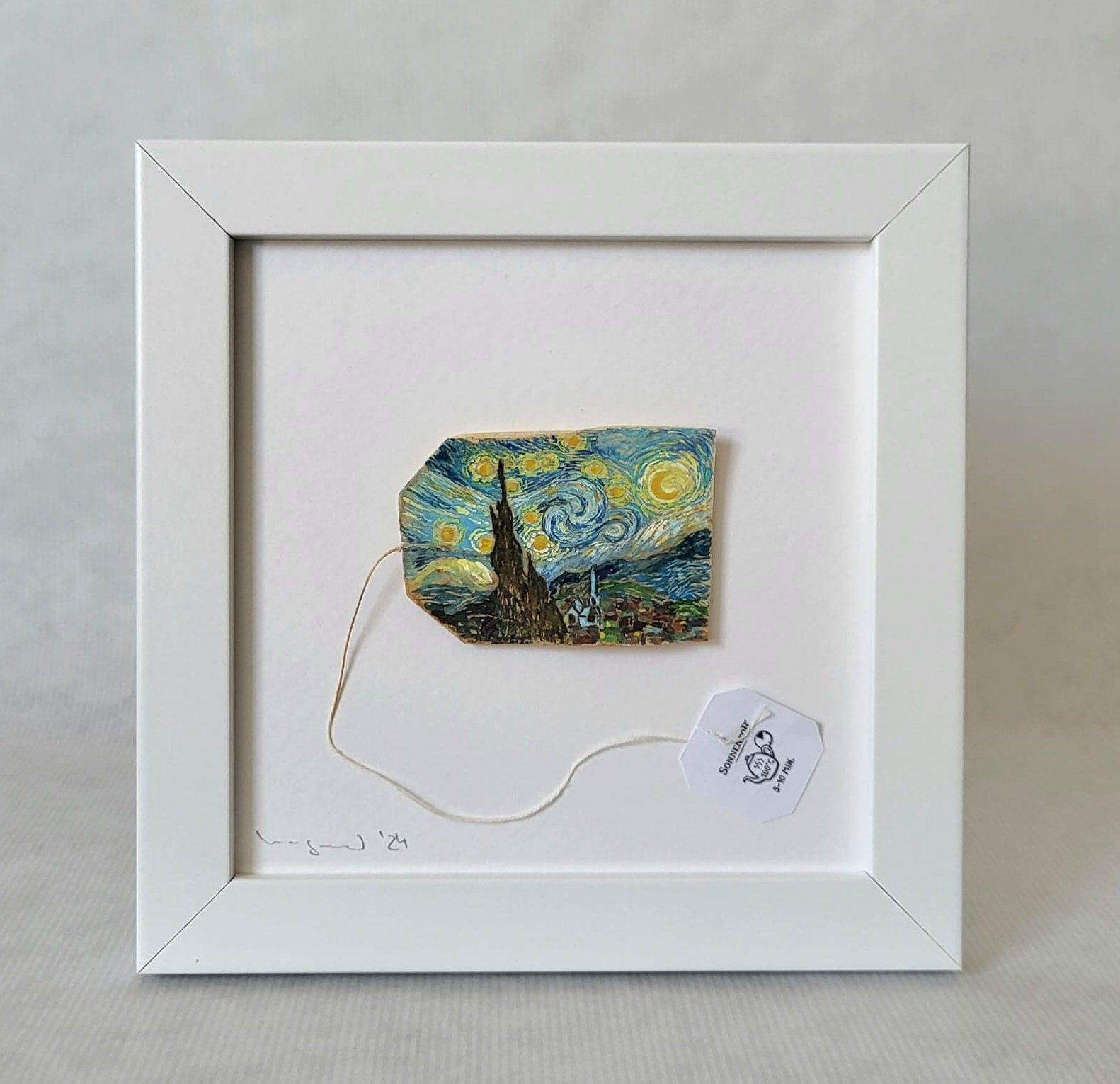 Van Gogh, Starry Night, Tea Bag Art, Miniature Art, Recycle Art ...