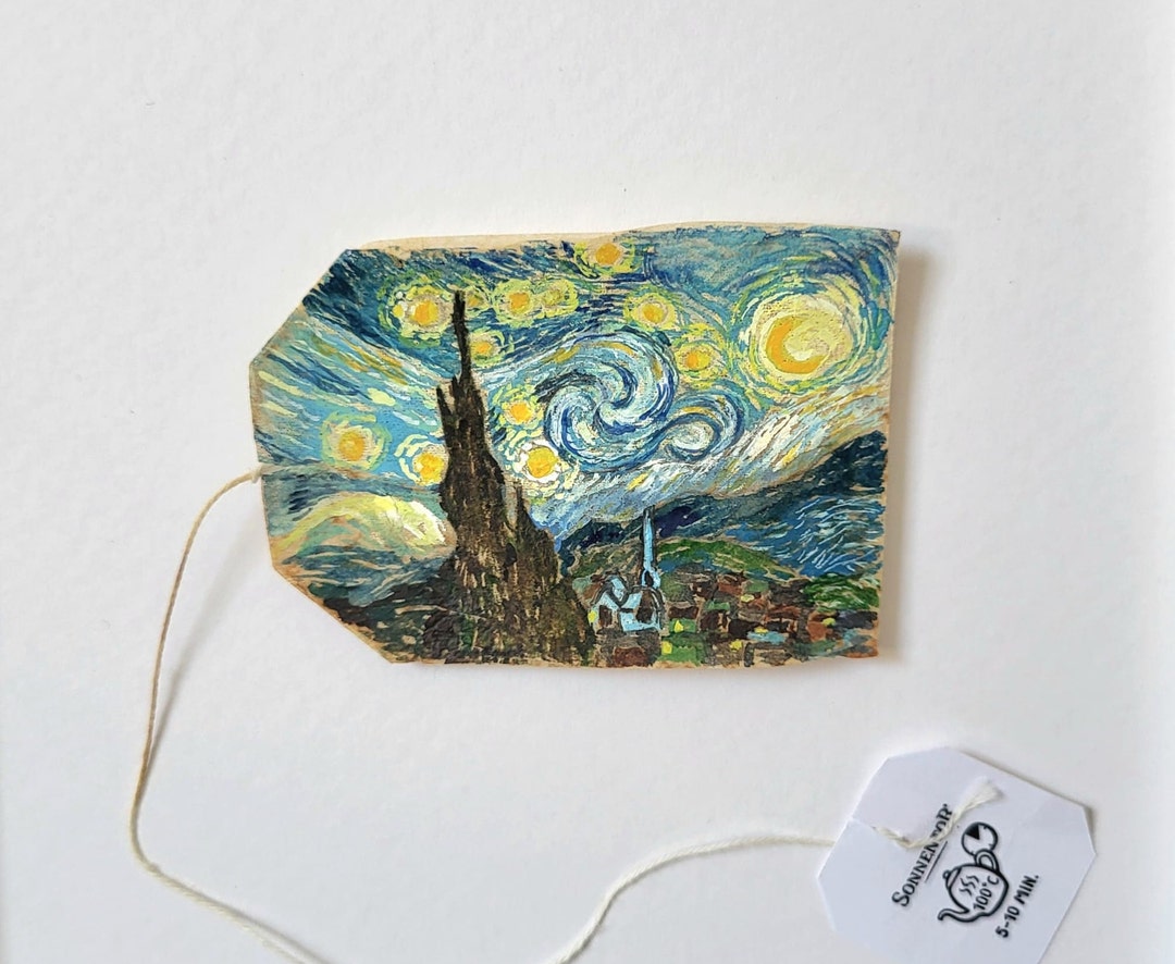 Van Gogh, Starry Night, Tea Bag Art, Miniature Art, Recycle Art ...