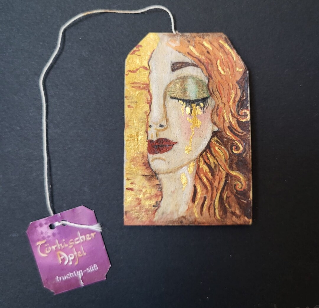 Gustav Klimt, Golden Tears, Miniature Art, Tea Bag, Tea Bag Art ...