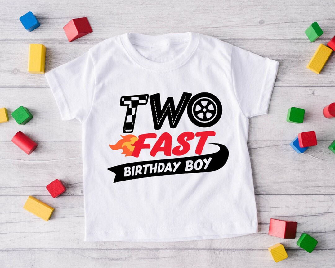 Two Fast Shirt Birthday Boy Gift Tee 2 Years Old Celebration - Etsy
