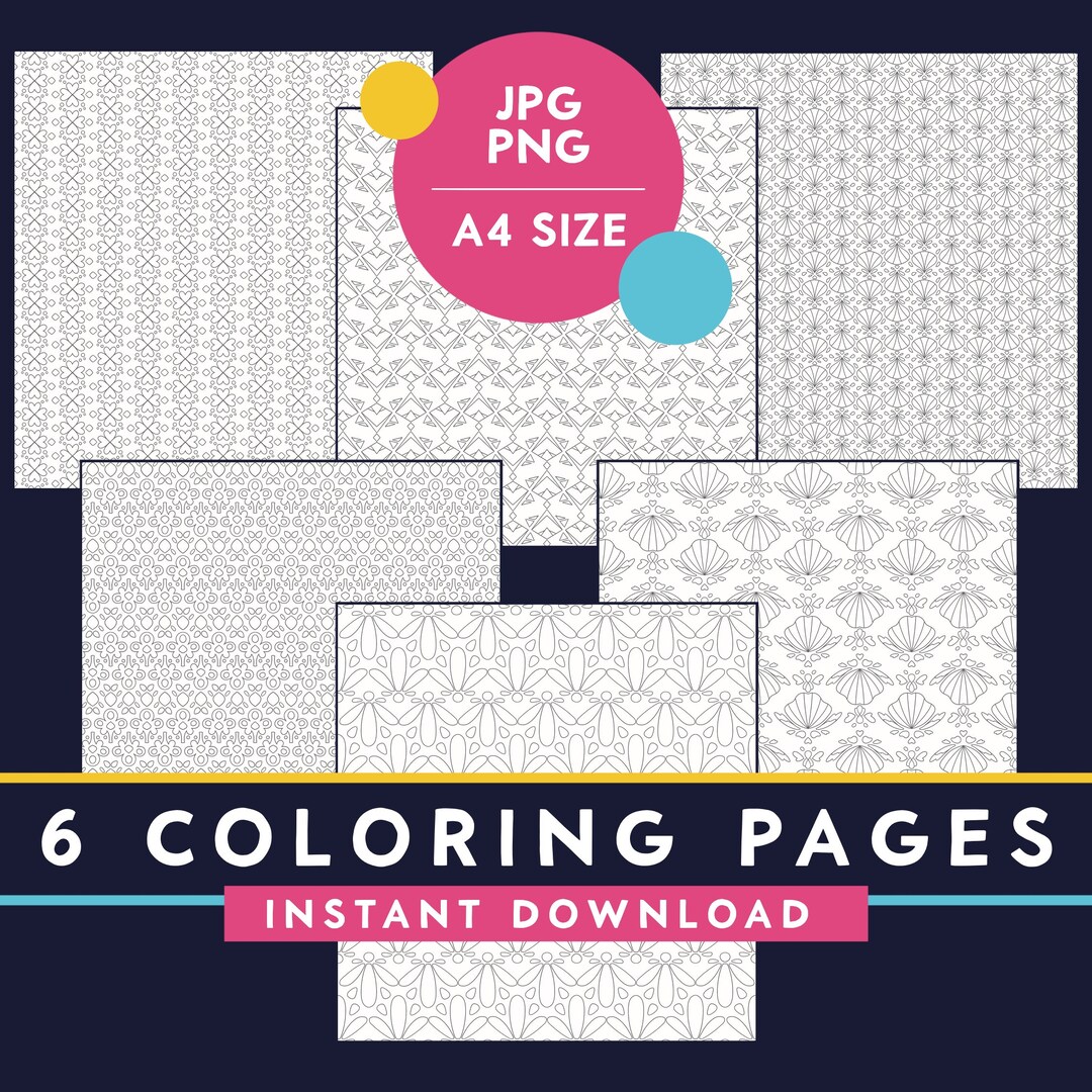 Buy 6 Coloring Pages motifs patterns A4 Size Online in India - Etsy