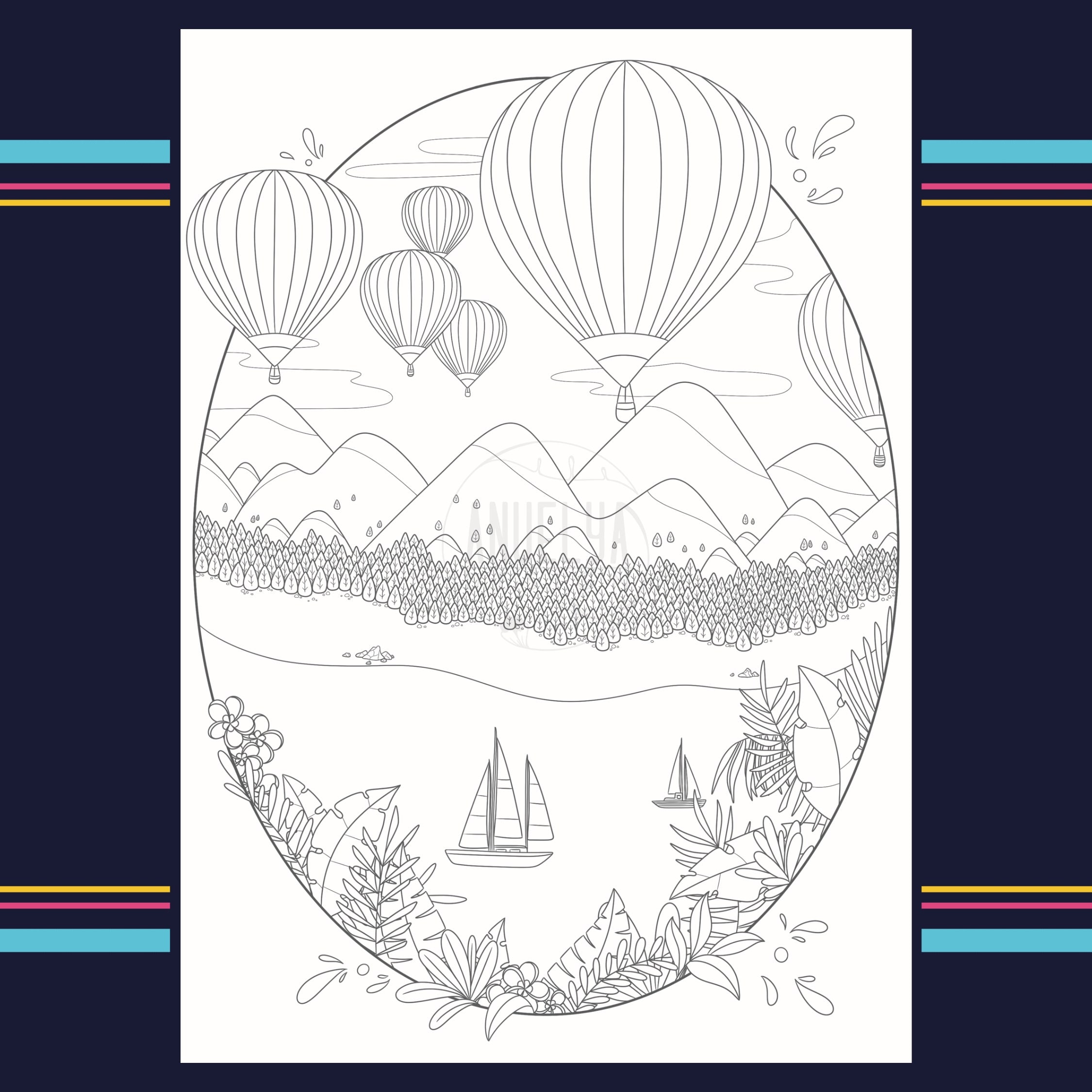 Coloring Page balloons A4 Size JPG / PNG - Etsy