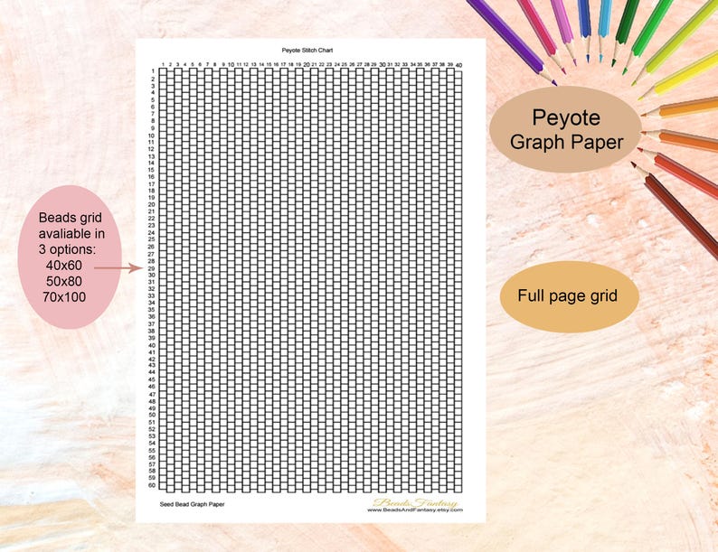Peyote Stitch Printable Bead Graph Paper for Seed Bead Patterns, A4 ...