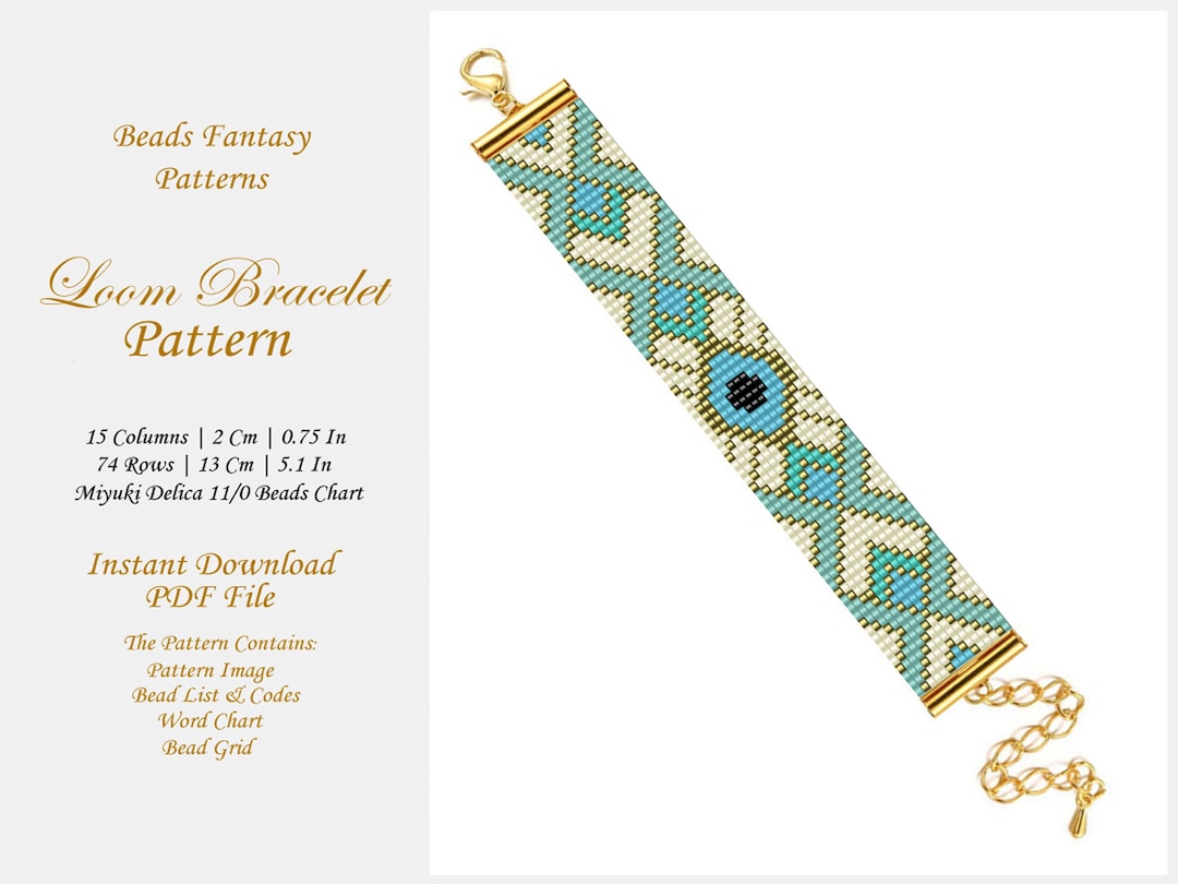 Evil Eye Bracelet Pattern, Miyuki Bead Loom Evil Eye Bracelet Pattern ...