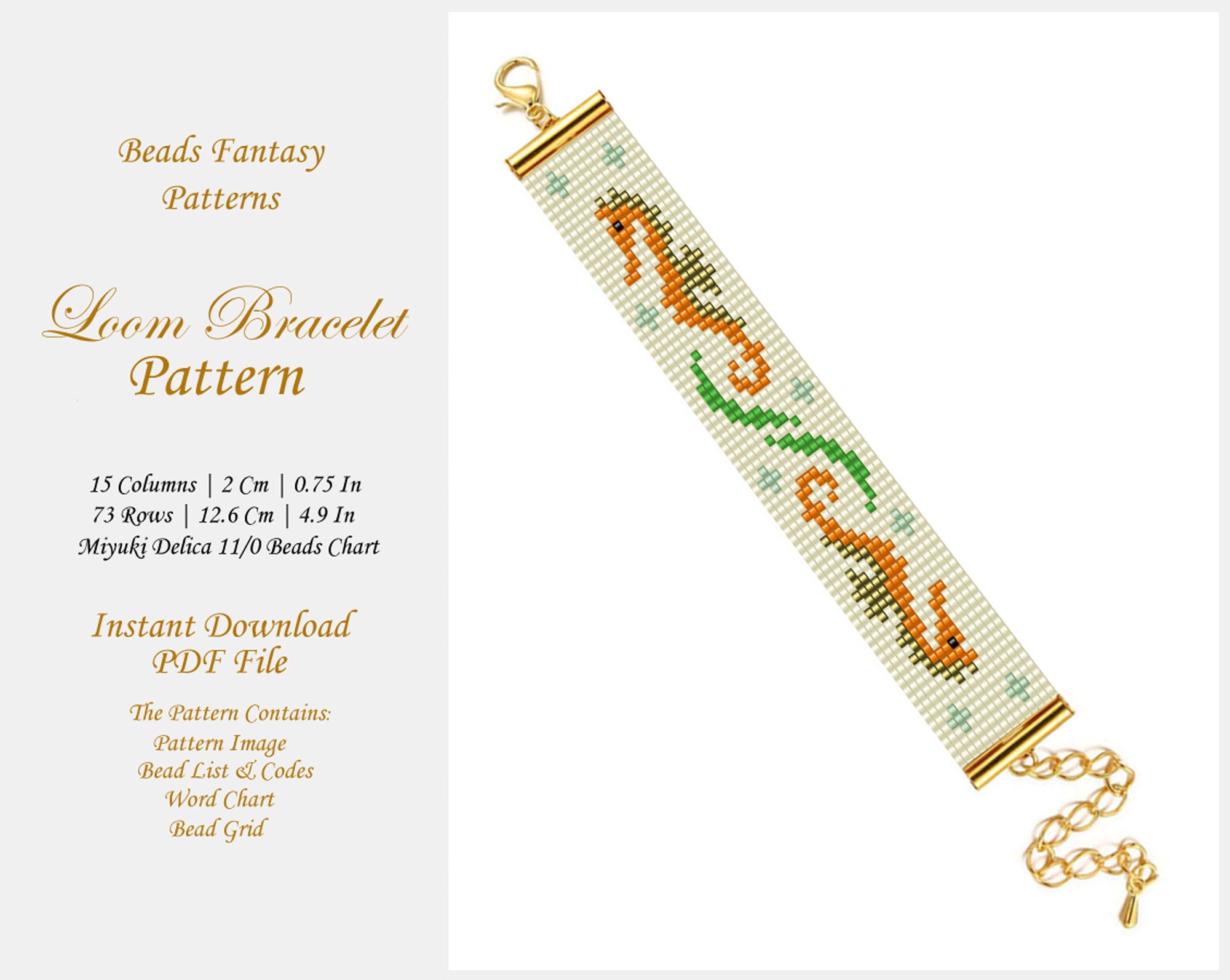 Seahorse Bead Pattern, Seahorse Bracelet Pattern, Seahorse Loom Pattern ...