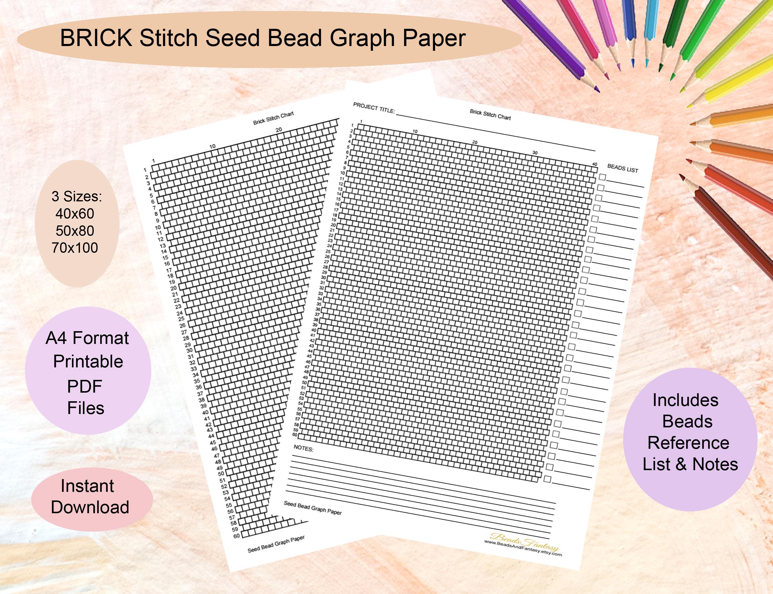 Brick Stitch Printable Bead Graph Paper for Seed Bead Patterns, A4 ...