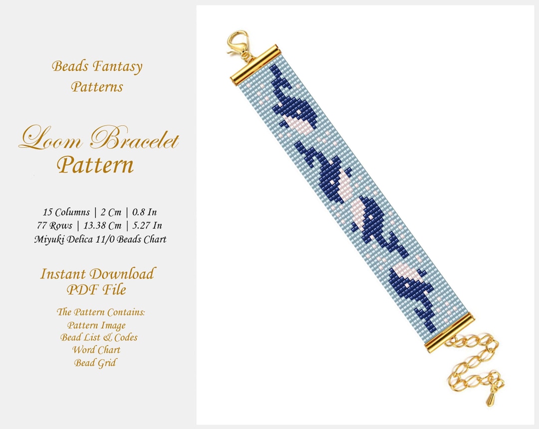 Fish Loom Bead Pattern, Bead Loom Bracelet Pattern, Miyuki Beaded Whale ...