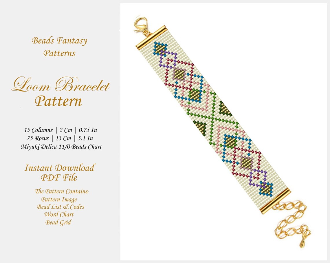 Miyuki Loom Bracelet Pattern, Colourful Loom Beaded Braclete Pattern ...