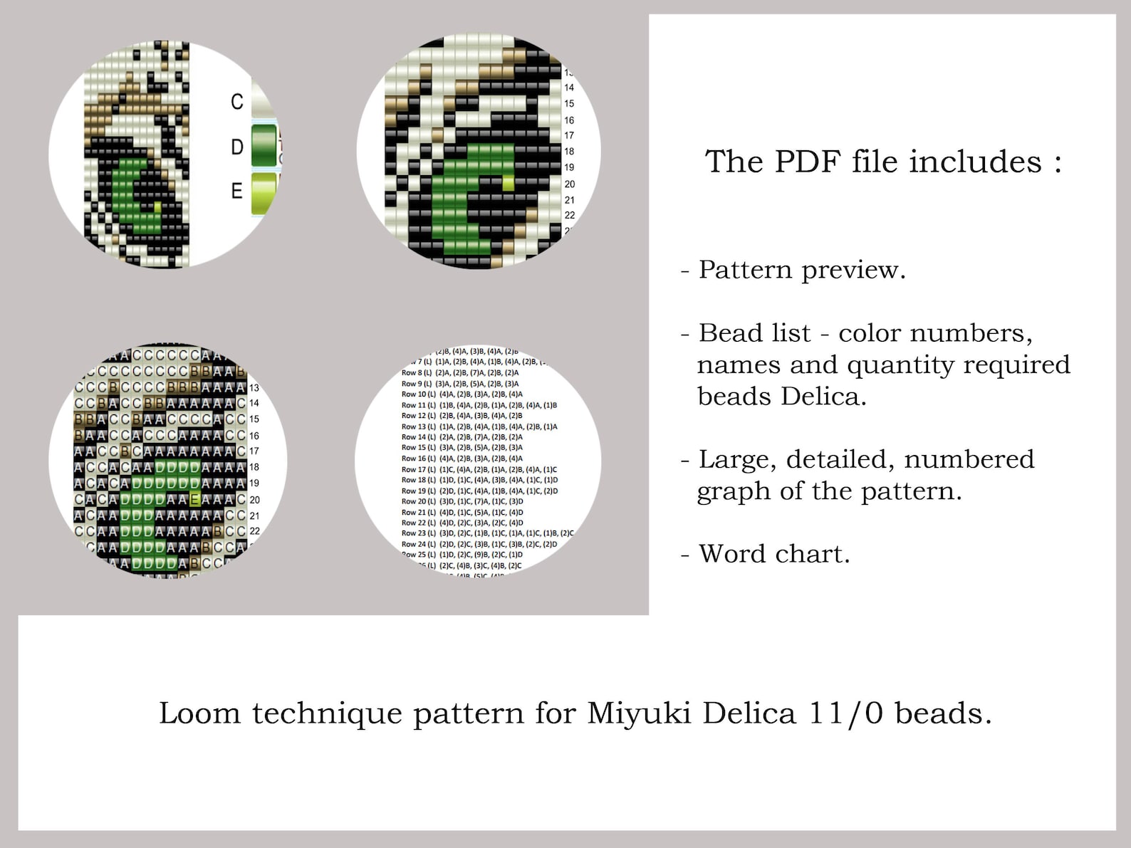 Tiger Eyes Loom Bead Pattern, Bead Loom Bracelet Pattern, Miyuki Beaded ...