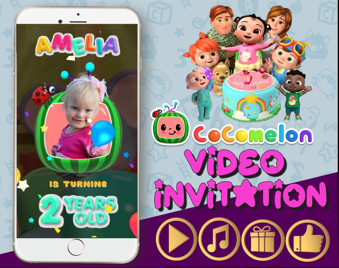 Cocomelon Cece W Photo Birthday Video Invitation For Girl Etsy