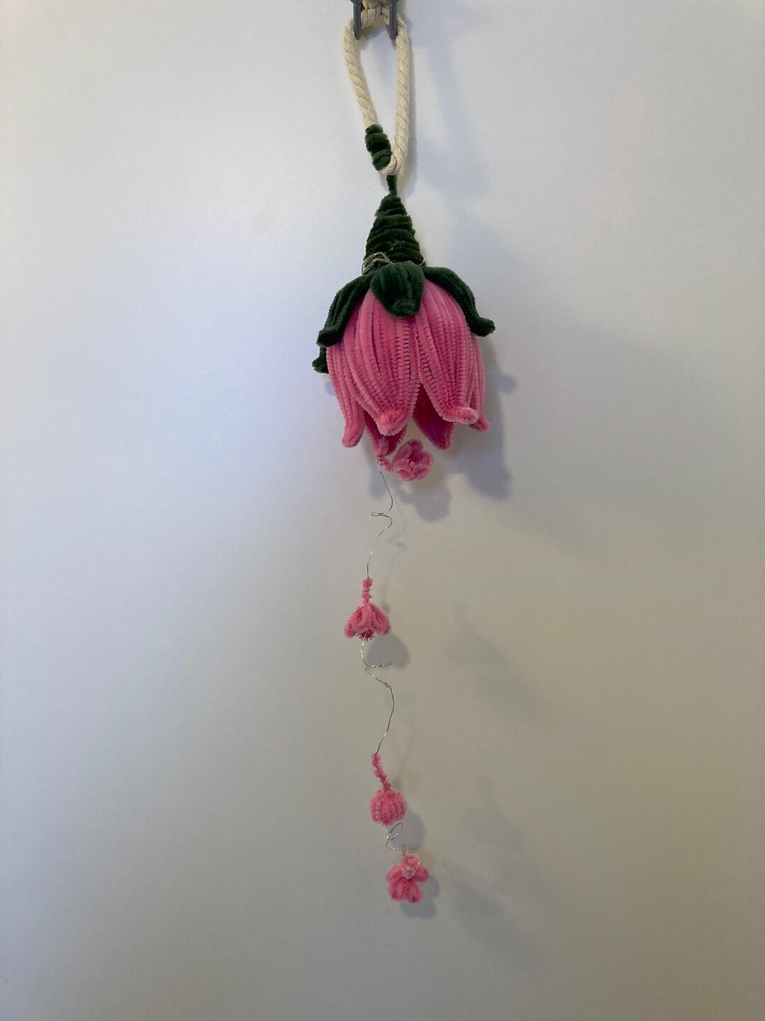 Bellflower Lamp Pink Green Made of Pipe Cleaners With LED Light - Etsy