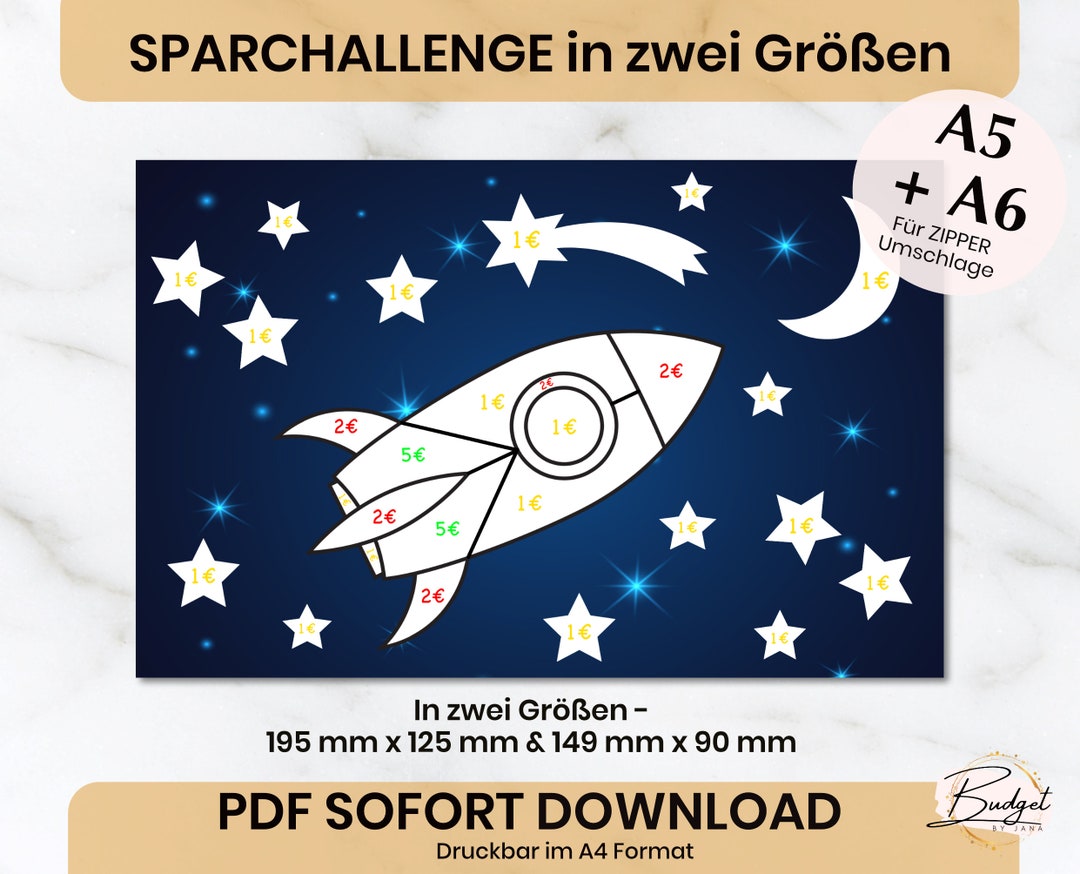 Savings Challenge for Children in a Rocket Design - Save Your Pocket ...