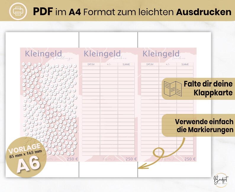Kleingeld sparen Challenge A6 und A5 Zipper Budgetbinder - digital ...