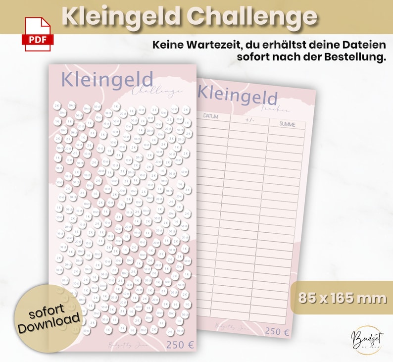 Kleingeld sparen Challenge A6 und A5 Zipper Budgetbinder - digital ...