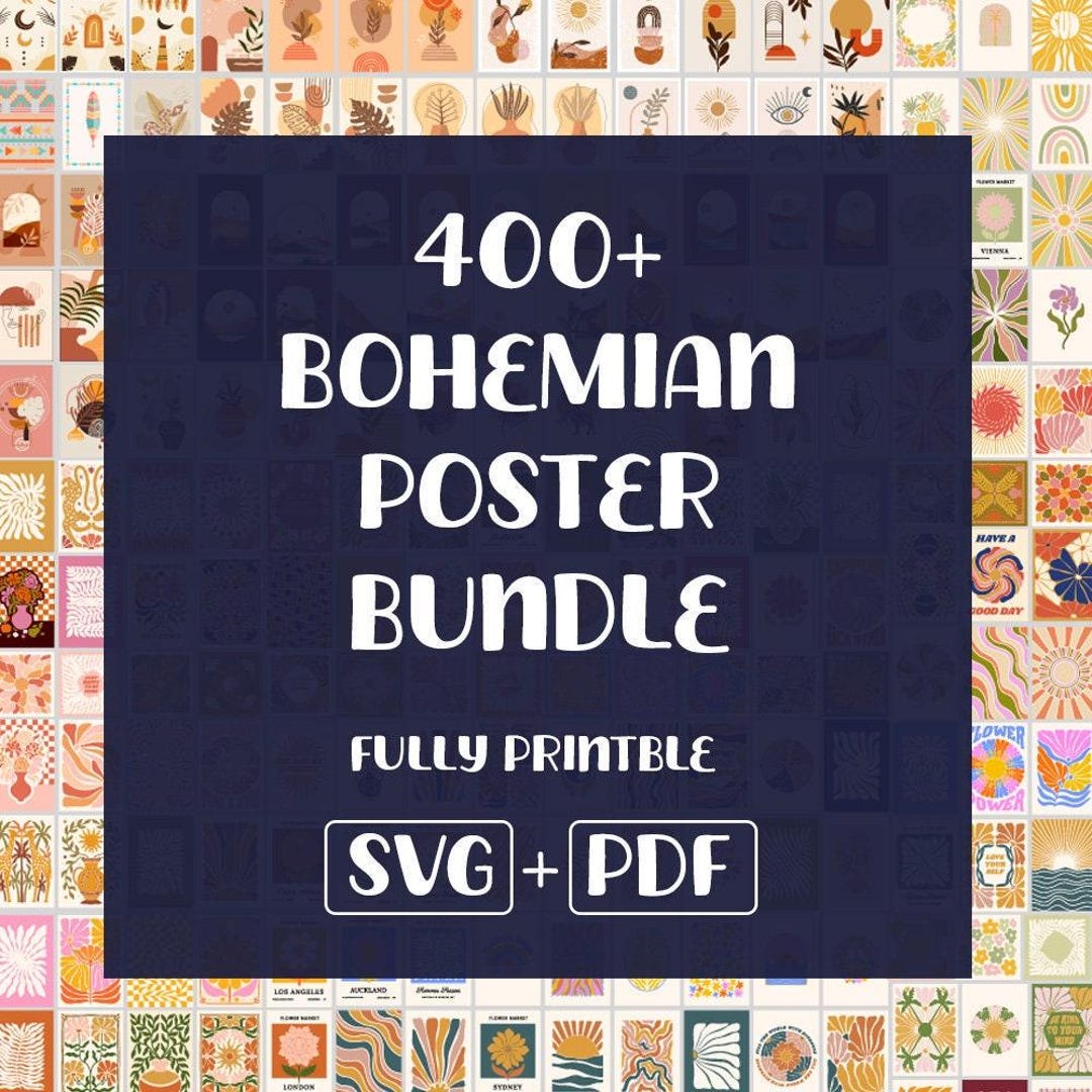 400 Boho Prints | Bohemian Poster Bundle (SVG, PDF) - Etsy