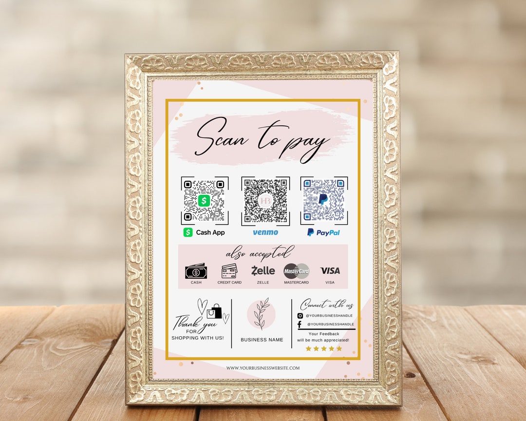 Editable Scan to Pay Sign Customdigital Download - Etsy