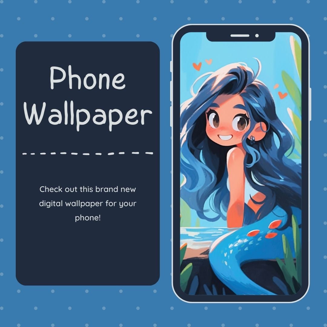 Cute Mermaid Phone Wallpaper Digital Download High Resolution iPhone ...