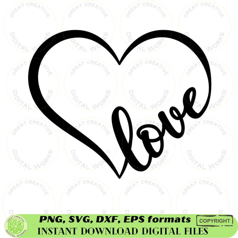 Love Instant Digital Download Svg Png Dxf and Eps Files - Etsy