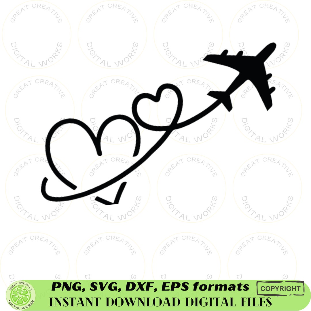 Airplane Heart Svg, Travel Svg, Vacation Svg, Airplane Heart, Heart SVG ...