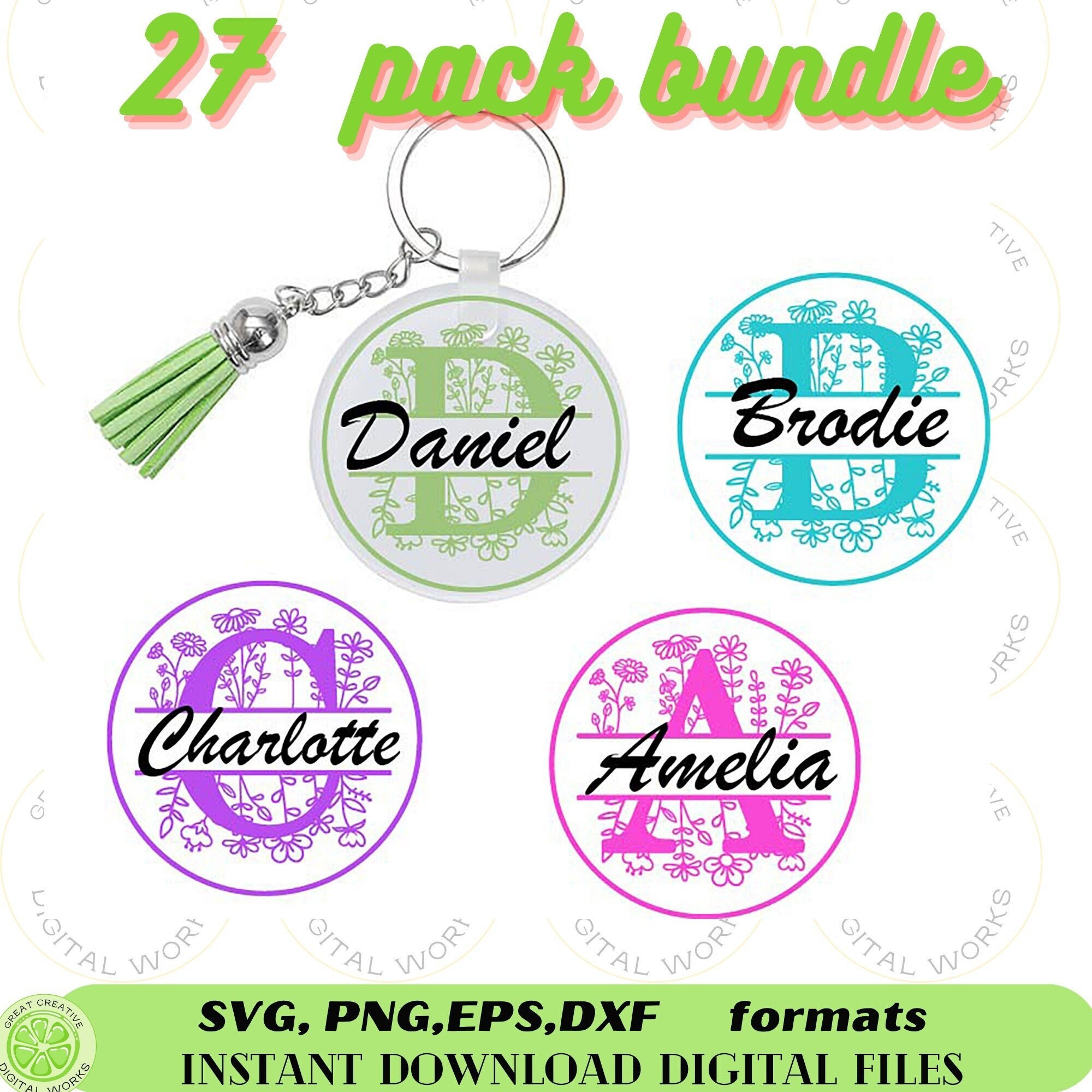 Keychain SVG Bundle, Keychain Monogramsvg, Round Keychain Svg, Keychain ...