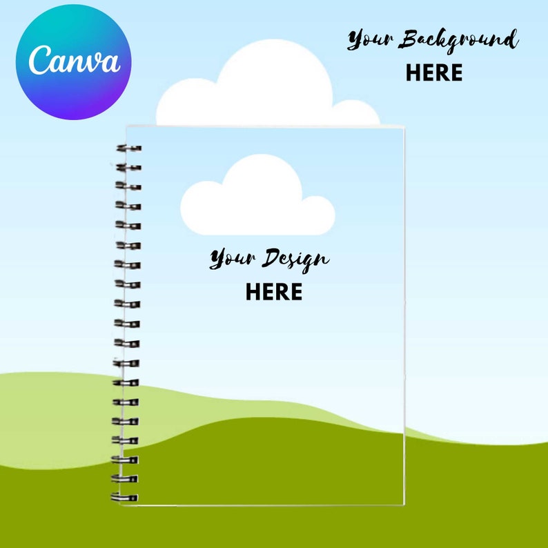 Canva Spiral Notebook Mockup, Blank Spiral Notebook Mockup, Planner ...