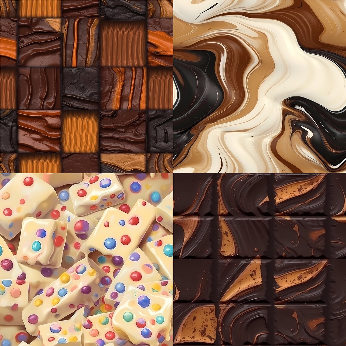 Chocolate Seamless Pattern Bundle, 20 Candy Themed Backgrounds, Instant ...