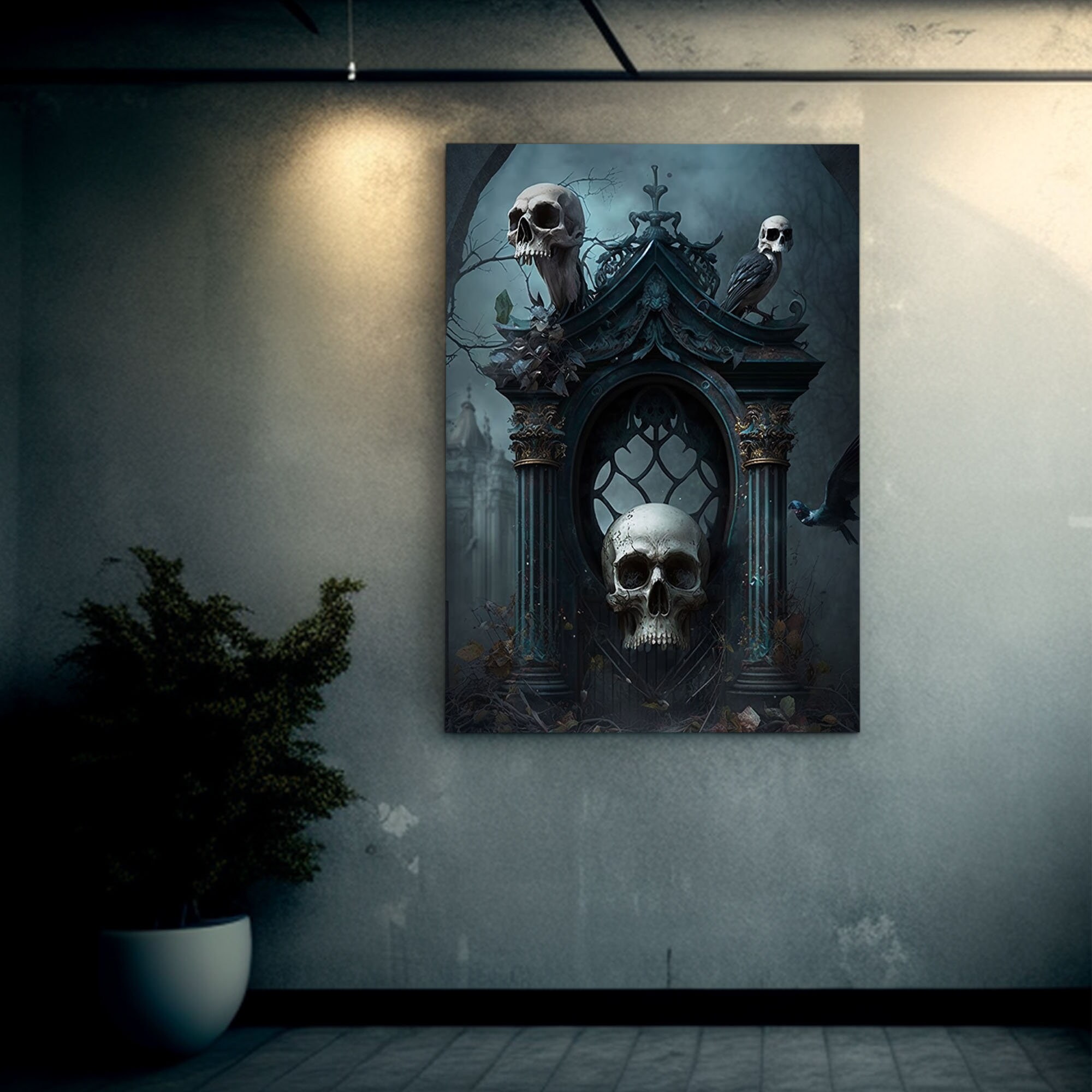 Gothic Graveyard in the Night - Creepy Goth Home Decor - Horror Gothic ...