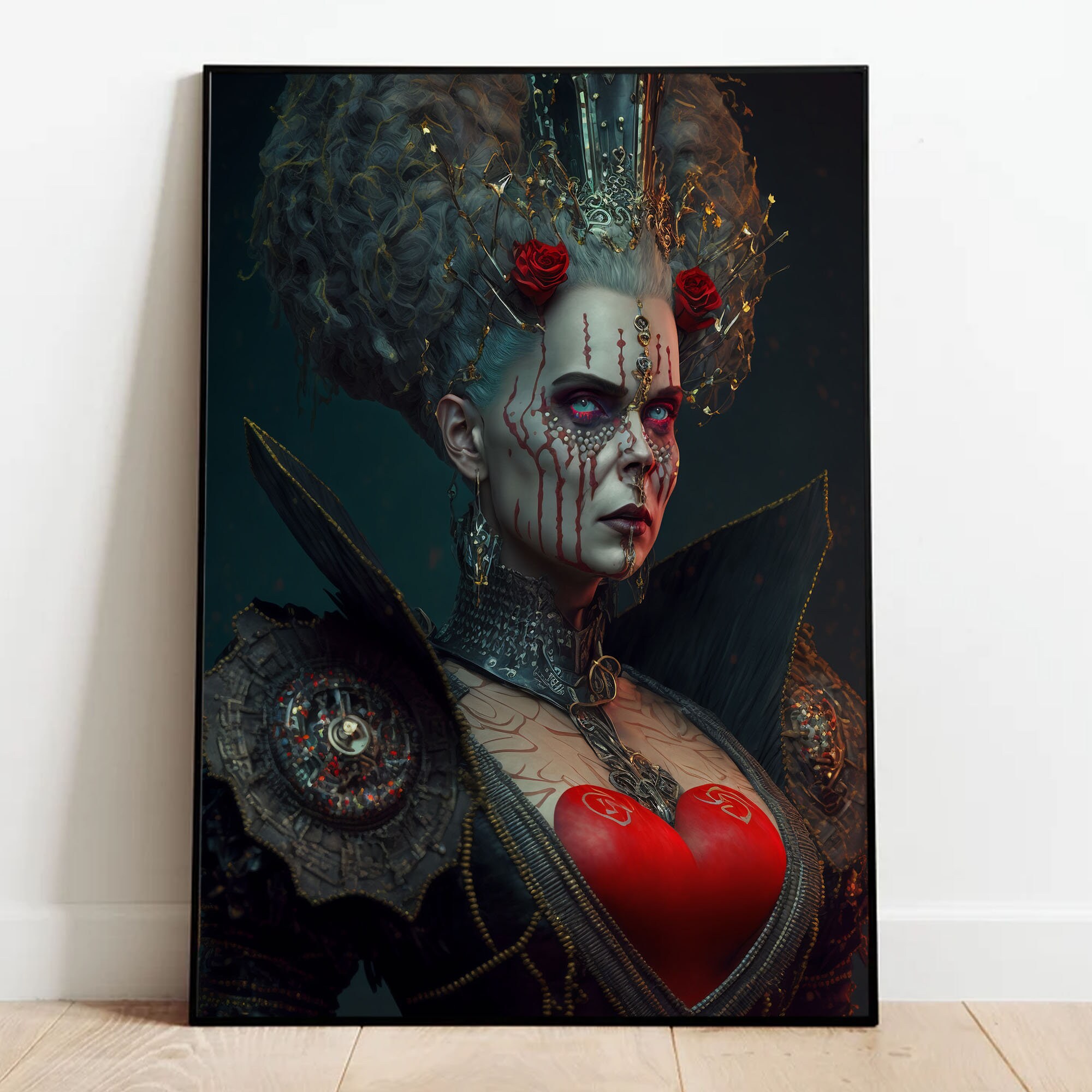 Queen of Hearts - Cyberpunk - Gothic Home Decor - Downloadable Artwork ...