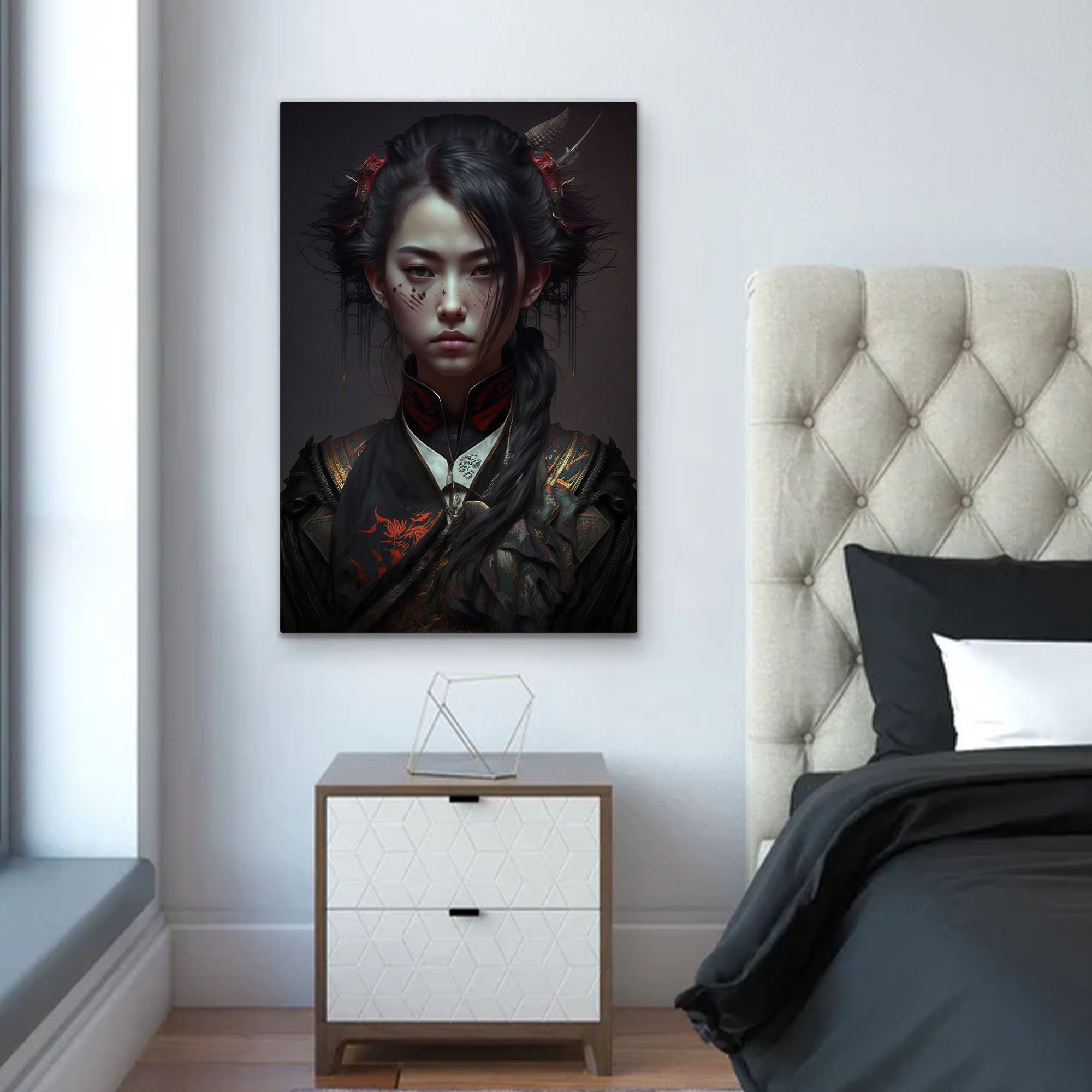 Japanese Ancient Goth Girl Portrait - Gothic Home Decor - Wall Art ...