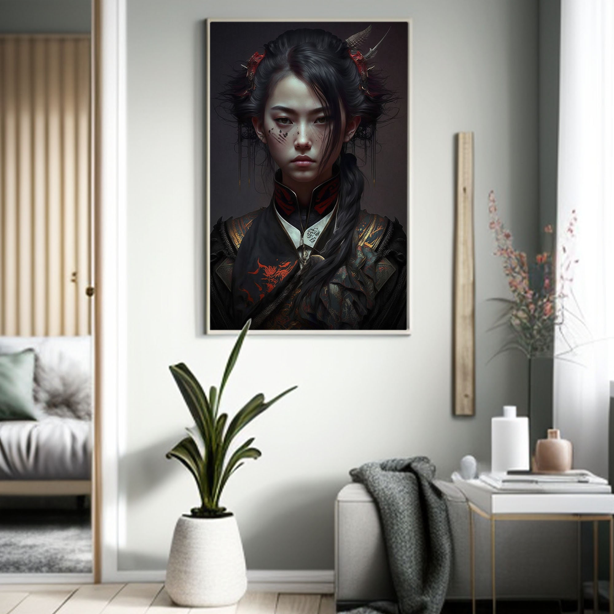 Japanese Ancient Goth Girl Portrait Gothic Home Decor Wall Art Poster ...