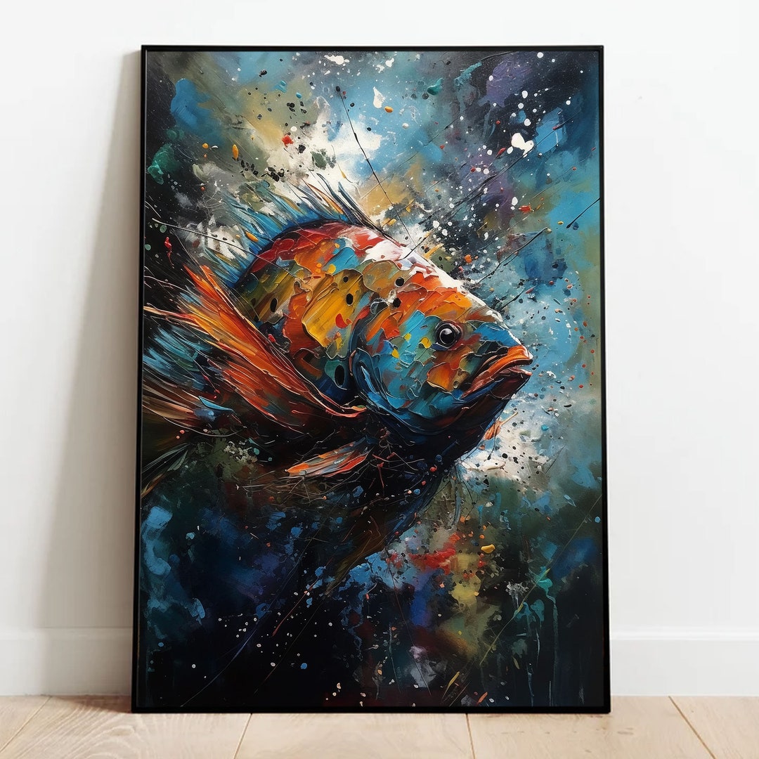 Giant Fish - Oil Paint Abstraction - Water Wall Art - AI Generated ...