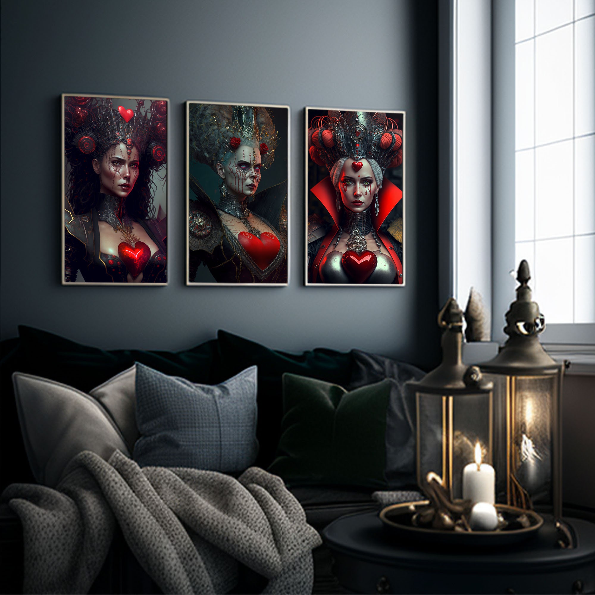 Cyberpunk Queen of Hearts Gothic Home Decor Downloadable Artwork Wall ...