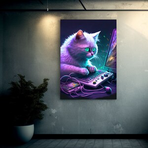 Gaming Decor - Gamer Cat Art Print - Cat Lover Gamer Gifts - Instant ...