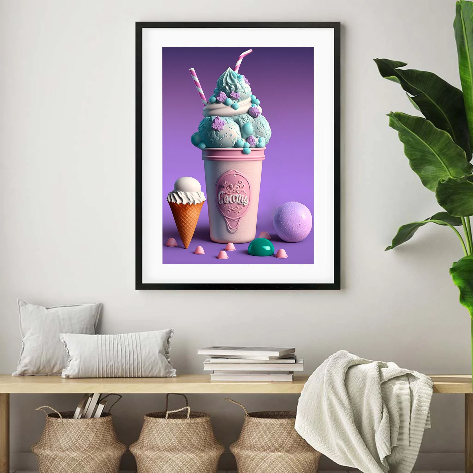 Pop Art Ice Cream Aesthetic Food, Digital Art Print, AI Generated ...